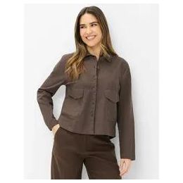 Klassische Bluse Brax "Style VEGA", Damen, Gr. 38, dunkelbraun, Web, 55% Leinen, 45% Baumwolle, Blusen Bluse