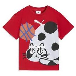 T-Shirt Puma "Sporty Cats Relaxed Graphic T-Shirt Kinder", M&auml;dchen, Gr. 110, for all time rot, Obermaterial: 100% Baumwolle. Rippe: 80% Baumwolle, 20% Polyester, bedruckt, relaxed fit, Rundhals, Shirts T-Shirt