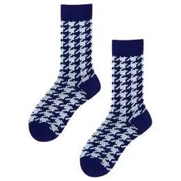 Socken Hudson "Socke Rough Check", Damen, Gr. 39-42, blau (marineblau 0335), Obermaterial: 47% Polyacryl PAN. 44% Wolle WO. 8% Polyamid PA. 1% Elasthan EL., Socken Socken