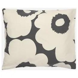 Kissenbezug Marimekko "UNIKKO", charcoal, sanftes wei&szlig;, B:80cm L:80cm, Baumwolle, Obermaterial: 100% Baumwolle, Kissenbez&uuml;ge, Kissenbezug, passend zum Bettbezug UNIKKO