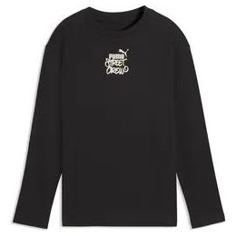 T-Shirt Puma "MID 90s Relaxed Langarmshirt Jungen", Jungen, Gr. 128, schwarz, Obermaterial: 100% Baumwolle. Rippe: 29% Polyester, 71% Baumwolle, bedruckt, relaxed fit, Rundhals, Shirts T-Shirt