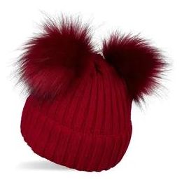 Bommelm&uuml;tze styleBREAKER "Kinder Bommelm&uuml;tze mit zwei Bommel", Jungen, rot (bordeaux, rot), 100% Polyacryl PAN., Modisch, M&uuml;tzen