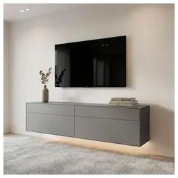 Lowboard "Essentials, TV-Board, TV-Kommode, TV-Schrank, TV-M&ouml;bel", graphit, B:222cm H:55cm T:42cm, Holzwerkstoff, MDF, LeGer Home by Lena Gercke, Sideboards, Lowboard, Breite: 222 cm, UV lackiert, Push-to-open-Funktion
