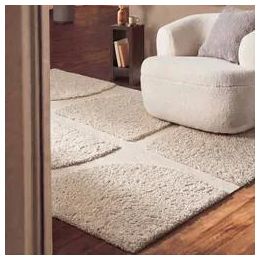 Hochflor-Teppich Ted Baker "Jasper, auch in rund", creme, B:80cm H:25mm L:150cm, Polyester, Teppiche, Hoch-Tief-Struktur, Weich, Shaggy, Modern, Wohnzimmer, Schlafzimmer