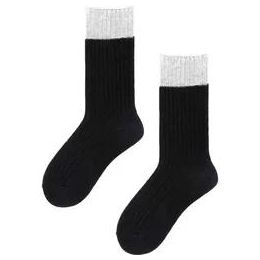 Socken Hudson "Socke Cosmic Block", Damen, Gr. 35-38, schwarz (schwarz 0005), Obermaterial: 39% Polyamid PA. 30% Wolle WO. 23% Viskose CV. 7% Kaschmir WS. 1% Elasthan EL., Socken Socken