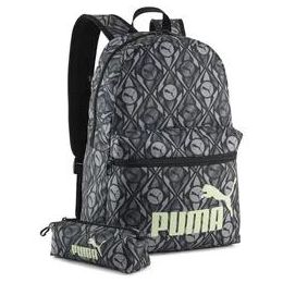 Freizeittasche Puma "Phase 20 l Rucksack-Set Jugendliche und Erwachsene", Gr. B/H/T: 30cm x 43,5cm x 14cm onesize, schwarz apple spritz football aop gr&uuml;n, Taschen