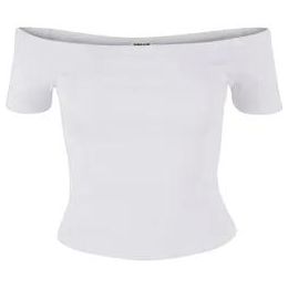 T-Shirt Urban Classics "Urban Classics Damen Ladies Organic Off Shoulder Rib Tee", Damen, Gr. XXL, wei&szlig;, 95% Baumwolle, 5% Elasthan, unifarben, slim fit, Carmenausschnitt, Shirts T-Shirt