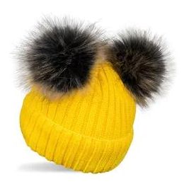 Bommelm&uuml;tze styleBREAKER "Kinder Bommelm&uuml;tze mit zwei Bommel", Jungen, gelb, 100% Polyacryl PAN., Modisch, M&uuml;tzen