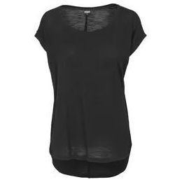 Kurzarmshirt Urban Classics "Urban Classics Damen Ladies Long Back Shaped Slub Tee", Damen, Gr. S, schwarz, 100% Baumwolle, unifarben, loose fit, U-Boot-Ausschnitt, Shirts