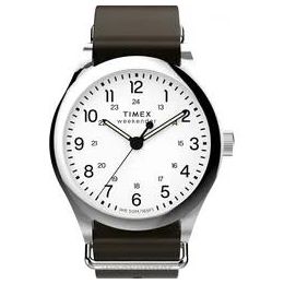 Quarzuhr Timex "WEEKENDER NEW ENGLAND", braun, Armbanduhren, Damen, Quarzuhr, Armbanduhr, Herrenuhr, Lederarmband, Leuchtzeiger, analog