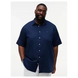 Tommy Hilfiger Big & Tall Kurzarmhemd "BT- LINEN BLND SOLID", Herren, Gr. 5XL, N-Gr, carbon navy, Web, Obermaterial: 52% Baumwolle, 48% Leinen, TOMMY HILFIGER BIG & TALL, regular fit, Hemden, Gro&szlig;e Gr&ouml;&szlig;en, Button-down-Kragen, regular fit
