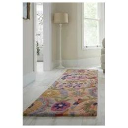 Teppich FLAIR RUGS "AMIRA FLORAL WOOL", mehrfarbig, B:80cm H:8mm L:300cm, Oberfl&auml;che: 100% Wolle. R&uuml;ckseite: 60% Baumwolle, 40% Synthetik, Teppiche, Teppich