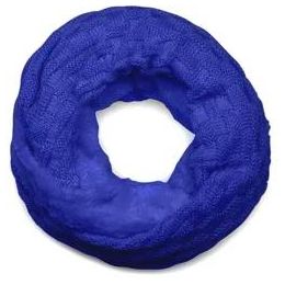 Strickschal styleBREAKER "Feinstrick Loop mit Flecht Muster und Teddyfleece", Damen, blau (royalblau), Obermaterial: 100% Viskose CV., Modisch, Modet&uuml;cher