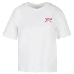 T-Shirt MISS TEE "Miss Tee Damen Cute But Psycho Tee", Damen, Gr. XS, wei&szlig;, 100% Baumwolle, bedruckt, oversize, Rundhals, Shirts T-Shirt