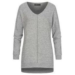 Sweater CLOUD 5IVE "CLOUD 5IVE Oversized Sweater V-Neck Pullover", Damen, Gr. XL, grau melange, 80% Polyester, 15% Viskose, 5% Elasthan, unifarben, Sweatshirts Sweater