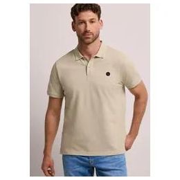 Poloshirt Street One MEN, Damen, Gr. L (42), raw beige, Web, 95% Baumwolle, 5% Elasthan, unifarben, comfort fit normal, hoch geschlossener Ausschnitt, normaler Saum, Shirts, aus Baumwolle mit Stretchante