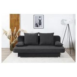 Schlafsofa Collection AB "Ulla, B: 186 cm, Liegel. 142x186 cm", grau (anthrazit), B:186cm H:94cm T:85cm, 100%Polyester, Sofas, Schlafsofa, Bettfunktion, Bettkasten & 2 Wende-R&uuml;ckenkissen