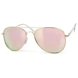 Pilotenbrille styleBREAKER "Piloten Sonnenbrille", Damen, pink (gestell gold, glas pink verspiegelt), Modisch, Sonnenbrillen