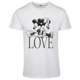 Kurzarmshirt Merchcode "Merchcode Damen Ladies Minnie Loves Mickey Tee", Damen, Gr. L, wei&szlig;, 100% Baumwolle, unifarben, normal, Rundhals, Shirts
