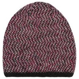 Strickm&uuml;tze styleBREAKER "Strick Beanie M&uuml;tze Dreieck Bunt mit Thermo-Fleece", Damen, grau (dunkelgrau, pink), 75% Polyacryl PAN. 15% Polyamid PA. 10% Wolle WO., Modisch, M&uuml;tzen Strickm&uuml;tze