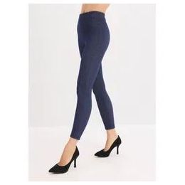 Thermoleggings bonprix "Thermo Leggings in Jeansoptik", Damen, Gr. 52/54 (XXL), N-Gr, blau (blau meliert), Obermaterial: 95% Polyester, 5% Elasthan, Hosen, aus Polyester, w&auml;rmend, mit Elasthan-Anteil, in Jeansoptik