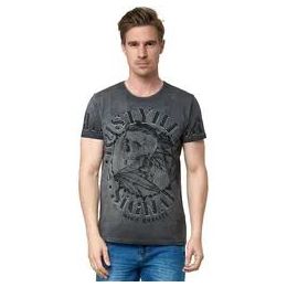T-Shirt Rusty Neal, Herren, Gr. XXL, grau (anthrazit), 100% Baumwolle, bedruckt, normal, Rundhals, Shirts T-Shirt, mit stylischem Totenkopf-Print