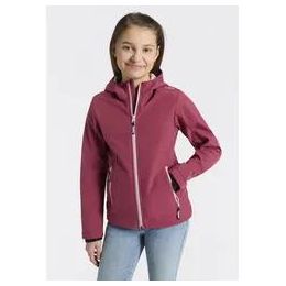 Softshelljacke CMP "KID G JACKET FIX HOOD f&uuml;r Kinder43405465", Kinder, Gr. 152, peony, Softshell, Obermaterial: 96% Polyester, 4% Elasthan. Futter: 100% Polyester. Innenseite: 100% Polyester, hoch geschlossener Ausschnitt, Windstopperb&uuml;ndchen, Jacken Softshelljacke, Atmungsaktiv & Wasserabweisend & Windabweisend,&Uuml;bergangsjacke