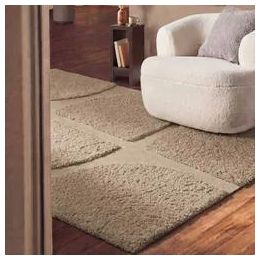 Hochflor-Teppich Ted Baker "Jasper, auch in rund", beige, B:120cm H:25mm L:180cm, Polyester, Teppiche, Hoch-Tief-Struktur, Weich, Shaggy, Modern, Wohnzimmer, Schlafzimmer