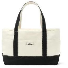 LeGer by Lena Gercke Shopper LEGER "Sheila Bag", Damen, Gr. B/H/T: 36cm x 20cm x 16cm, ecru, schwarz, Baumwolle, unifarben mit Farbeinsatz, Taschen Shopper, Damen Tragetasche mit Kontrastbesatz