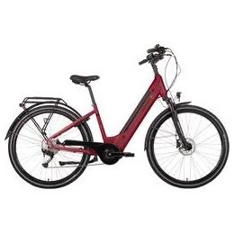 E-Bike SAXONETTE "Deluxe Sport (Wave)" Gr. 45, bordeaux, schwarz, Elektrofahrr&auml;der, 45cm, 28 Zoll (71,12cm), (mit integr. Akku), Elektrofahrrad f&uuml;r Alltag und Einkauf