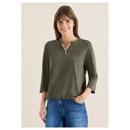 Tunikashirt Cecil, Damen, Gr. XS (36), khaki, Web, 100% Baumwolle, unifarben, comfort fit normal, Rundhals, normaler Saum, Shirts, im Tunika-Style