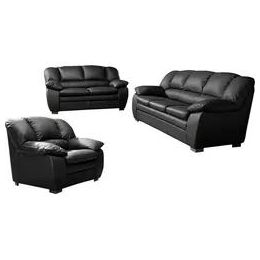 Polstergarnitur COTTA "Casino, Sofa Set, 3-2-1 Sitzer, Wohnzimmer Garnitur", schwarz, H:88cm T:92cm, FSC-zertifizierter Holzwerkstoff, Sitzm&ouml;bel-Sets, Sessel, 2-Sitzer, 2,5-Sitzer, hohe R&uuml;ckenlehne