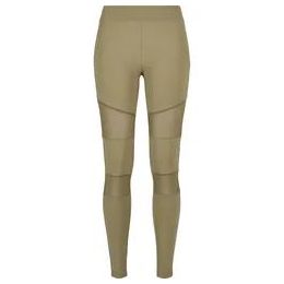 Leggings Urban Classics "Urban Classics Damen Ladies Tech Mesh Leggings", Damen, Gr. XS, US-Gr&ouml;&szlig;en, khaki, 80% Polyamid, 20% Elasthan, unifarben, slim fit, Hosen Leggings