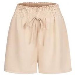Shorts CLOUD 5IVE "CLOUD 5IVE Musselin High Waist Shorts mit Bindedetail", Damen, Gr. XXL, US-Gr&ouml;&szlig;en, beige, 95% Polyester, 5% Elasthan, unifarben, normal, Hosen Shorts