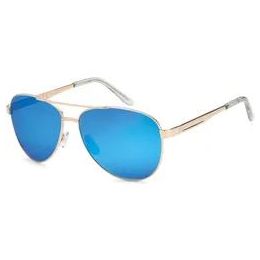 Pilotenbrille styleBREAKER "Polarisierte Piloten Sonnenbrille mit Etui", Damen, blau (gestell hellgold, glas blau, lila verspiegelt), Modisch, Sonnenbrillen