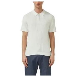 Poloshirt s.Oliver, Herren, Gr. M, wei&szlig;, Strick, Obermaterial: 85% Baumwolle, 15% Leinen, unifarben, normal h&uuml;ftbedeckend, Rundhals, B&uuml;ndchen, Shirts, mit Strick-Muster und kurzes Rei&szlig;verschluss