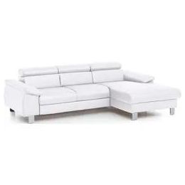 Ecksofa COTTA "Komaris L-Form, B: 244 cm", wei&szlig;, B:244cm H:72cm T:166cm, Microfaser PRIMABELLE (100% Polyester);Kunstleder SOFTLUX(100%Polyurethan);Feinstruktur (100% Polyester);Kunstleder SOFTLUX/Struktur (100%Polyurethan, 90%Polyester, 10% Polyacryl), Sofas, Ecksofa, mit Kopfteilverstellung, optional Bettfunktion, Bettkasten & Licht