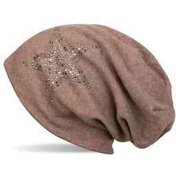 Beanie styleBREAKER "Beanie M&uuml;tze mit Strass Nieten Stern", Damen, grau (taupe meliert), Obermaterial: 100% Viskose CV., Modisch, M&uuml;tzen Beanie