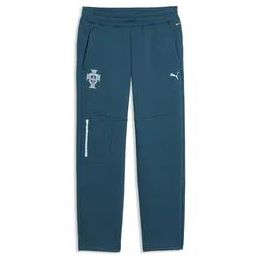 Sporthose Puma "Portugal PumaTECH Jogginghose Herren", Herren, Gr. M, Normalgr&ouml;&szlig;en, ocean tropic silber mist blau gray, Obermaterial: 77% Baumwolle, 23% Polyester. Taschenfutter: 100% Baumwolle, unifarben, regular fit, Hosen Sporthose