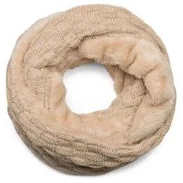 Strickschal styleBREAKER "Feinstrick Loop mit Flecht Muster und Teddyfleece", Damen, beige (sand), Obermaterial: 100% Viskose CV., Modisch, Modet&uuml;cher