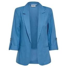 Kurzblazer Only "ONLGOA 3/4 UNLINE LINEN BL BLAZER CC TLR", Damen, Gr. 40, riviera, Web, Obermaterial: 70% Viskose, 30% Leinen, unifarben, loose fit normal, V-Ausschnitt, Blazer Kurzblazer, mit Leinen