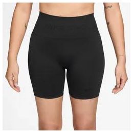 Trainingstights Nike "Nike Pro Seamless Women's Dri-FIT High-Waisted 5" Biker Shorts", Damen, Gr. XXL, N-Gr, schwarz, Obermaterial: 58% Nylon, 35% Polyester, 7% Elasthan, Hosen, nahtlos, hoher Bund, sportlicher Stil