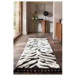 Teppich FLAIR RUGS "ESRA ZEBRA", monochrom, B:80cm H:20mm L:300cm, Oberfl&auml;che: 100% Polyester. R&uuml;ckseite: 41% Baumwolle, 32% Polyester, 27% Synthetik, Teppiche, Teppich