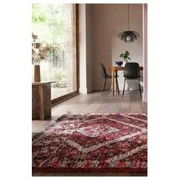 Teppich FLAIR RUGS "EMIL SHAGGY", rot, B:200cm H:30mm L:300cm, Oberfl&auml;che: 100% Polyester. R&uuml;ckseite: 45% Baumwolle, 29% Synthetik, 26% Polyester, Teppiche, Teppich