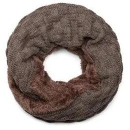 Strickschal styleBREAKER "Feinstrick Loop mit Flecht Muster und Teddyfleece", Damen, grau (taupe), Obermaterial: 100% Viskose CV., Modisch, Modet&uuml;cher