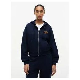 Kapuzensweatjacke Tommy Hilfiger "MDRN SCRIPT ZIP TERRY HOODIE", Damen, Gr. XS (34), schwarz night navy, Sweatware, Obermaterial: 100% Baumwolle, unifarben, relaxed fit normal, ohne Ausschnitt, Rippb&uuml;ndchen, Sweatjacken, mit Print auf der Brust, Relaxed Fit
