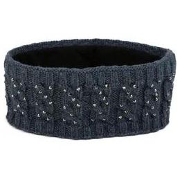 Stirnband styleBREAKER "Stirnband mit Zopfmuster & Strass", Damen, blau, Obermaterial: 100% Viskose CV., Modisch, M&uuml;tzen Stirnband