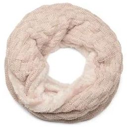 Strickschal styleBREAKER "Feinstrick Loop mit Flecht Muster und Teddyfleece", Damen, beige, Obermaterial: 100% Viskose CV., Modisch, Modet&uuml;cher