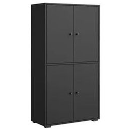 Schuhschrank Home Affaire "Schuhkommode Dino", graphite schwarz matt, B:70cm H:131cm T:33cm, FSC-zertifizierter Holzwerkstoff, Schr&auml;nke, Schuhschrank, Stauraum mit 4 T&uuml;ren und verstellbaren Einlegeb&ouml;den, Breite 70 cm