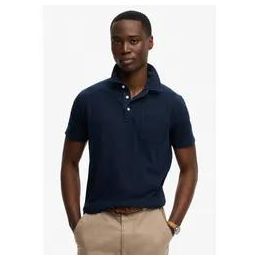 Poloshirt Superdry "CLASSIC COTTON LINEN POLO", Damen, Gr. XXL, hampton navy, Single Jersey, Obermaterial: 80% Baumwolle, 20% Leinen, unifarben, slim fit normal, Rundhals, Shirts, aus tollem Baumwoll-Leinen-Mischgewebe
